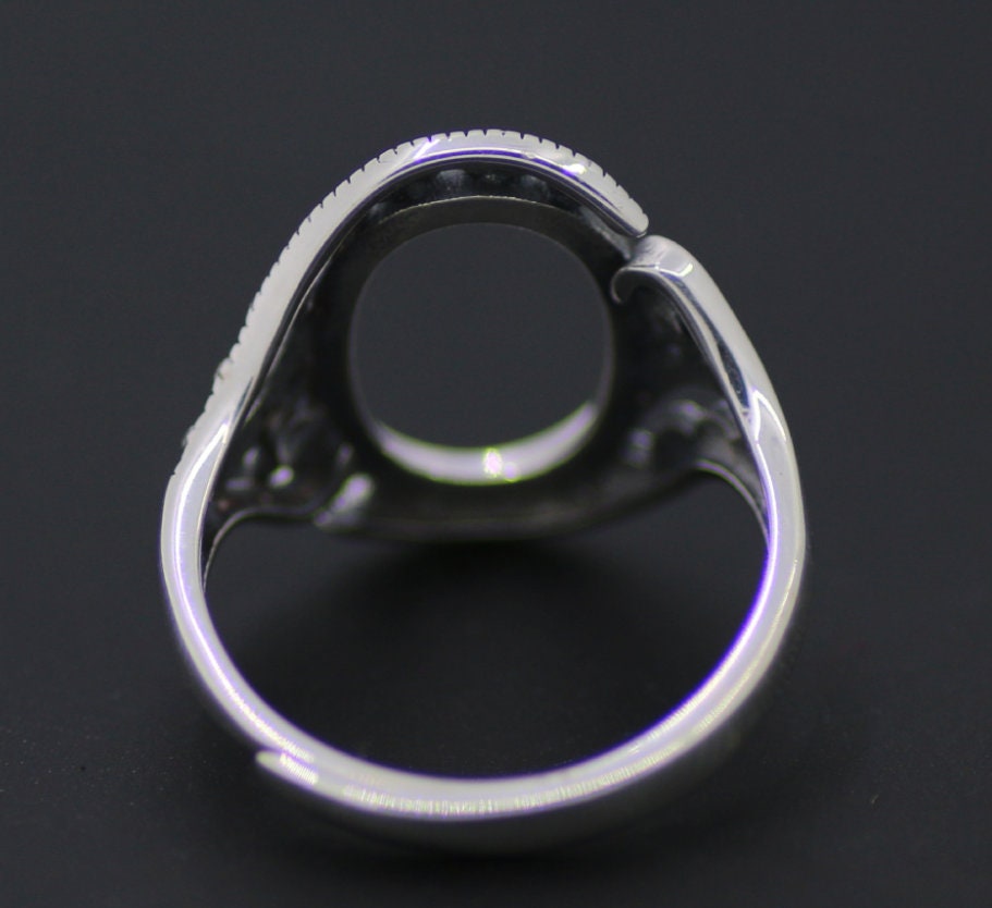 10mm x14mm Sterling Silver Ring Base/Antique Oval Blank Ring | Etsy