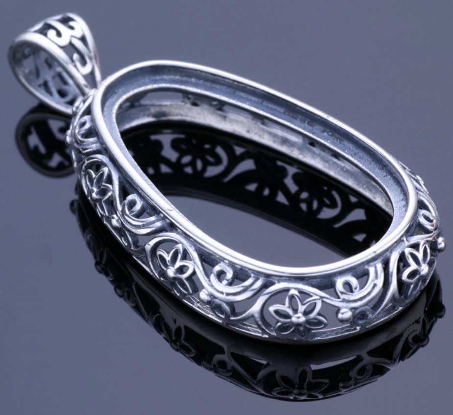 19.5mmx34.8mm Thai Sterling Silver Pendant Blank Oval Pendant | Etsy