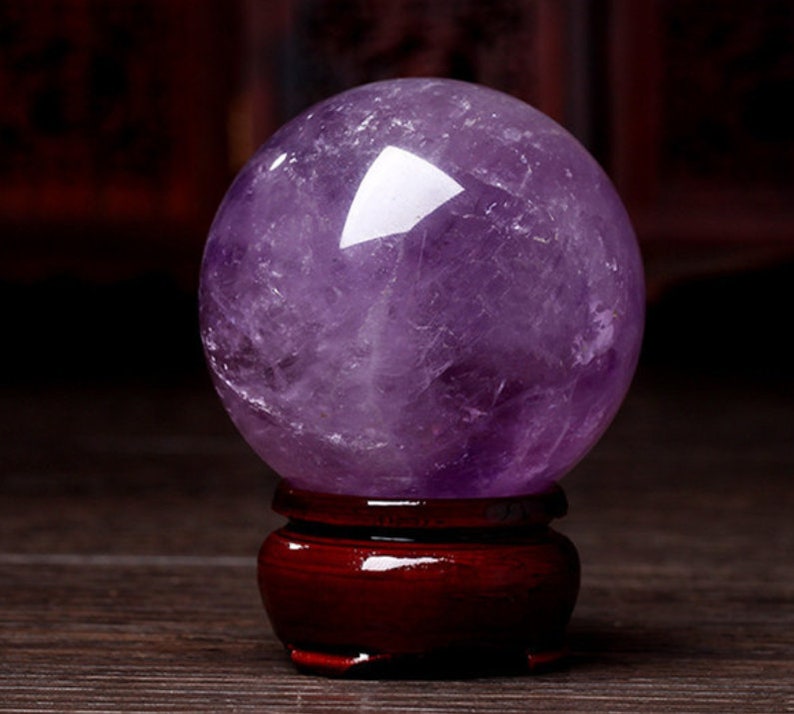 High Quality Natural Violet Amethyst Sphere/hand Carved Brazil - Etsy
