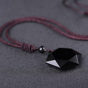 Natural Faceted Obsidian Pendant /obsidian Jewelry/natural Gemstone ...