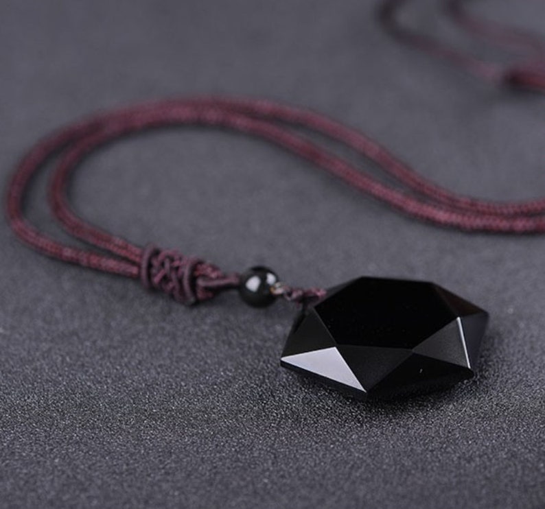 Natural Faceted Obsidian Pendant /obsidian Jewelry/natural Gemstone ...