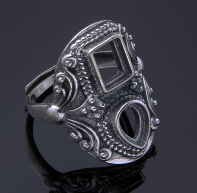 Two Gemstone Sterling Silver Ring Base/antique 925 Silver Ring Blank ...