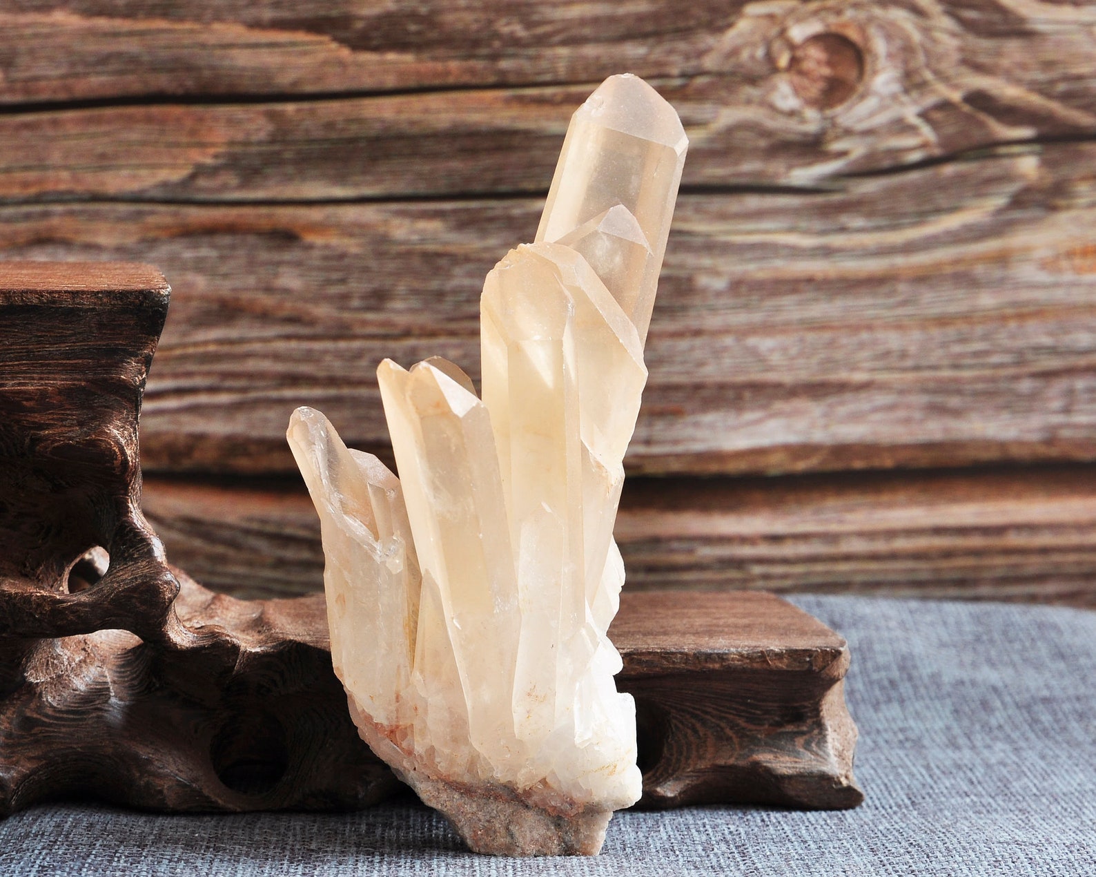 Clear Quartz Cluster/ Perfect Red Crystal Cluster/ Home - Etsy