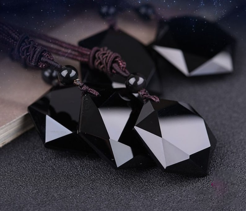 Natural Faceted Obsidian Pendant /obsidian Jewelry/natural Gemstone ...