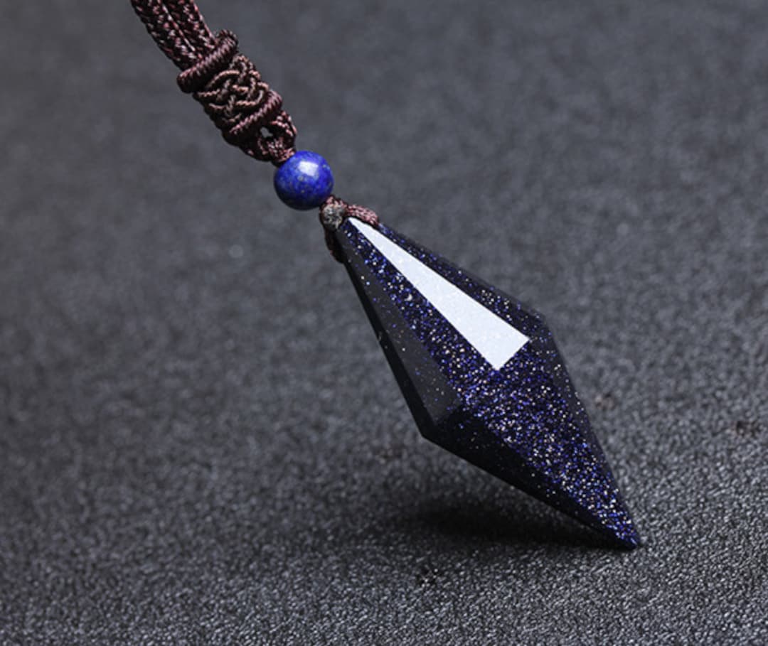 Natural Faceted Blue Sandstone Pendant /double-pointed Pendulum Jewelry ...