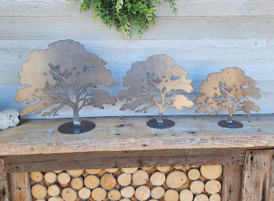 Metal Oak Trees, Farmhouse Metal Decor, Rustic Metal Tree, Fall Home ...