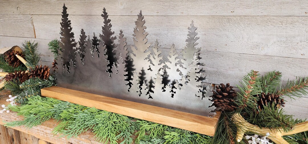 Two Layer Metal Pine Trees, Evergreen Metal Trees - Etsy