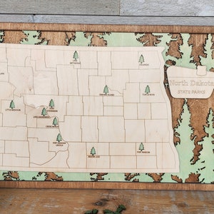 North Dakota a State Park Travel Map, ND State Park Tracker Map, Travel ...