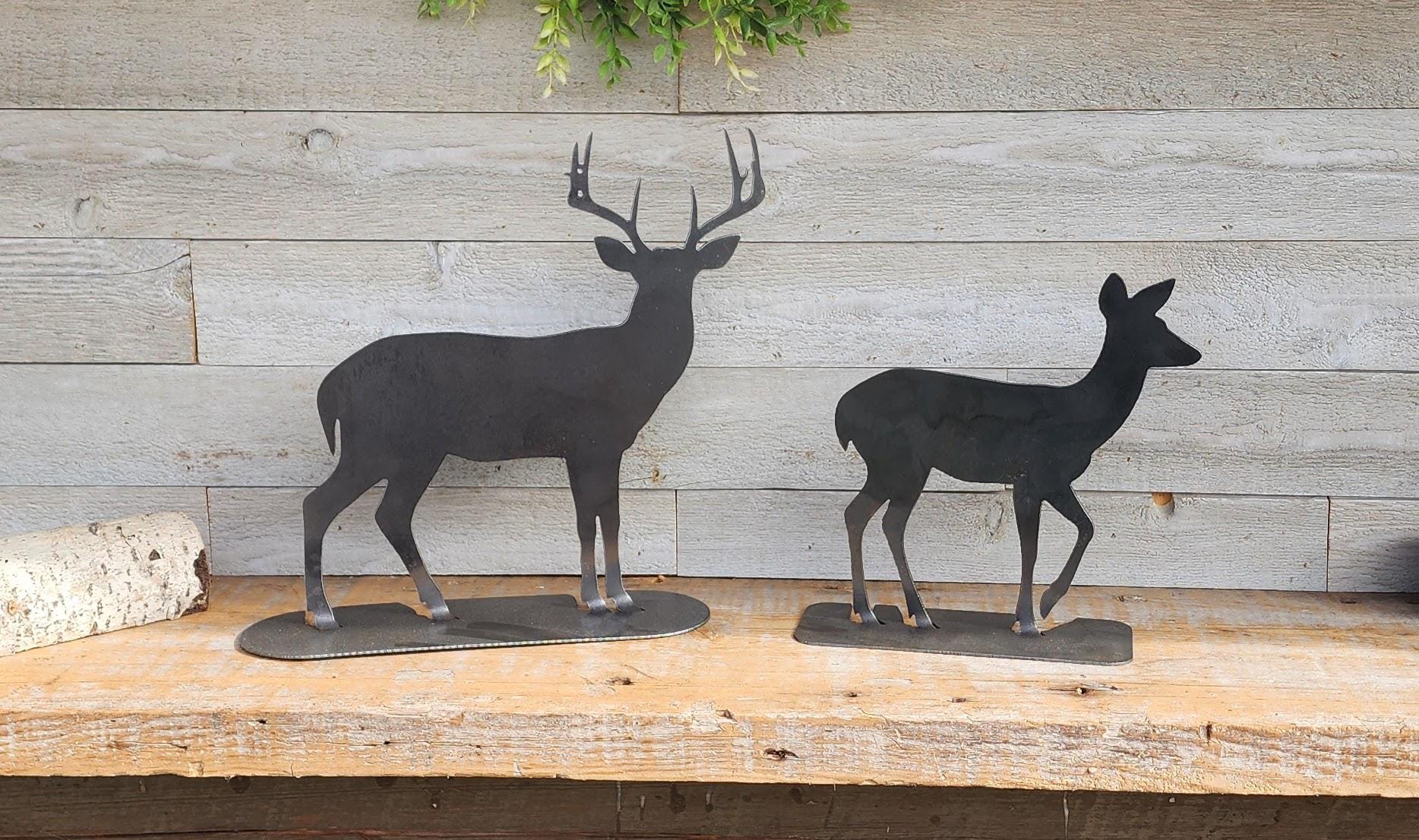 Rustic Steel Deer, Metal Deer Mantel Art, Tabletop Reindeer Art, Winter ...