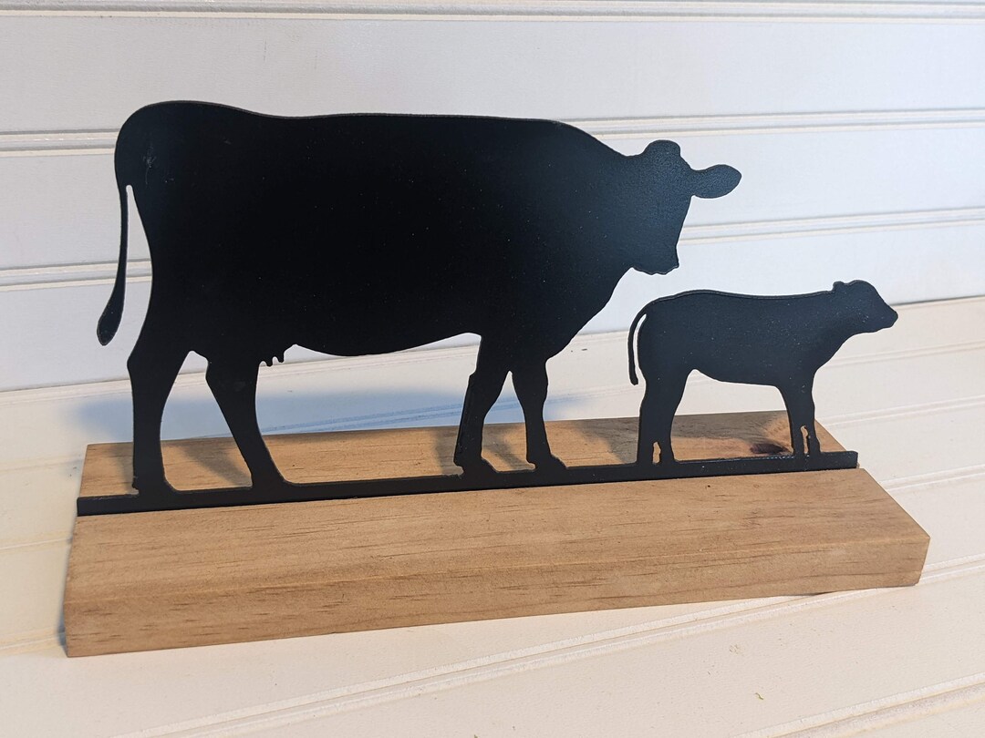 Cow Calf Pair, Farmhouse Decor, Cattle Home Decor, Father's Day Gift ...