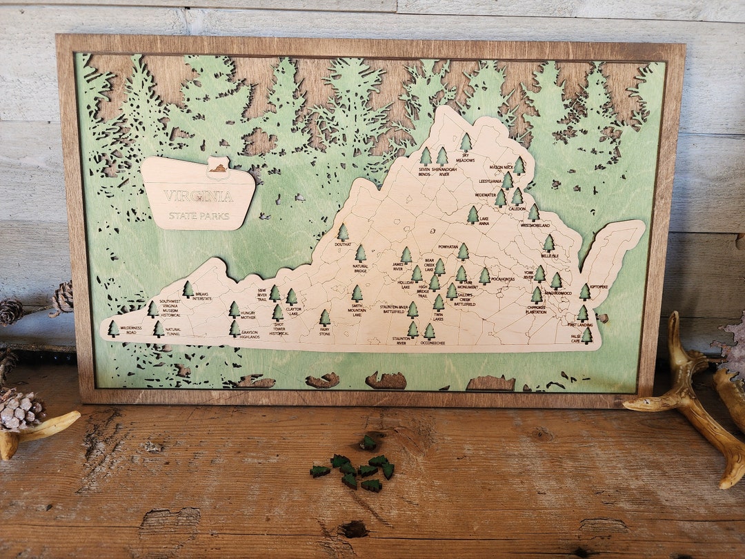 Virginia State Park Travel Map, VA State Park Tracker Map, Travel ...