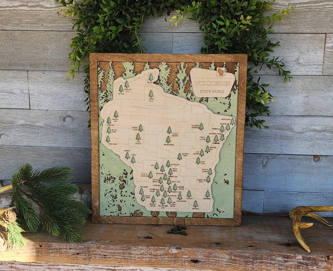 Wisconsin State Park Travel Map, WI State Park Tracker Map, Travel ...