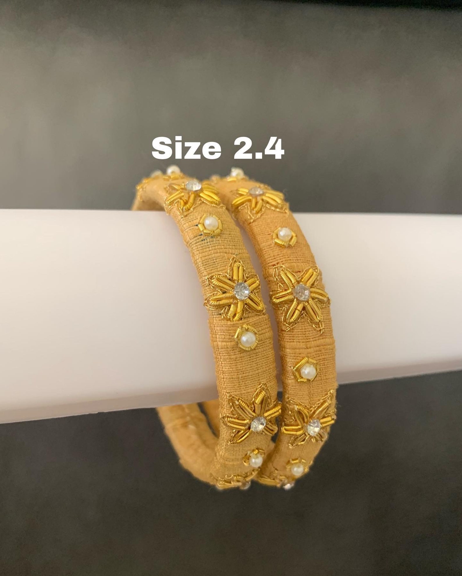 Maggam Work Raw Silk Cloth Bangles / Embroidered Bangles/ Silk Thread ...