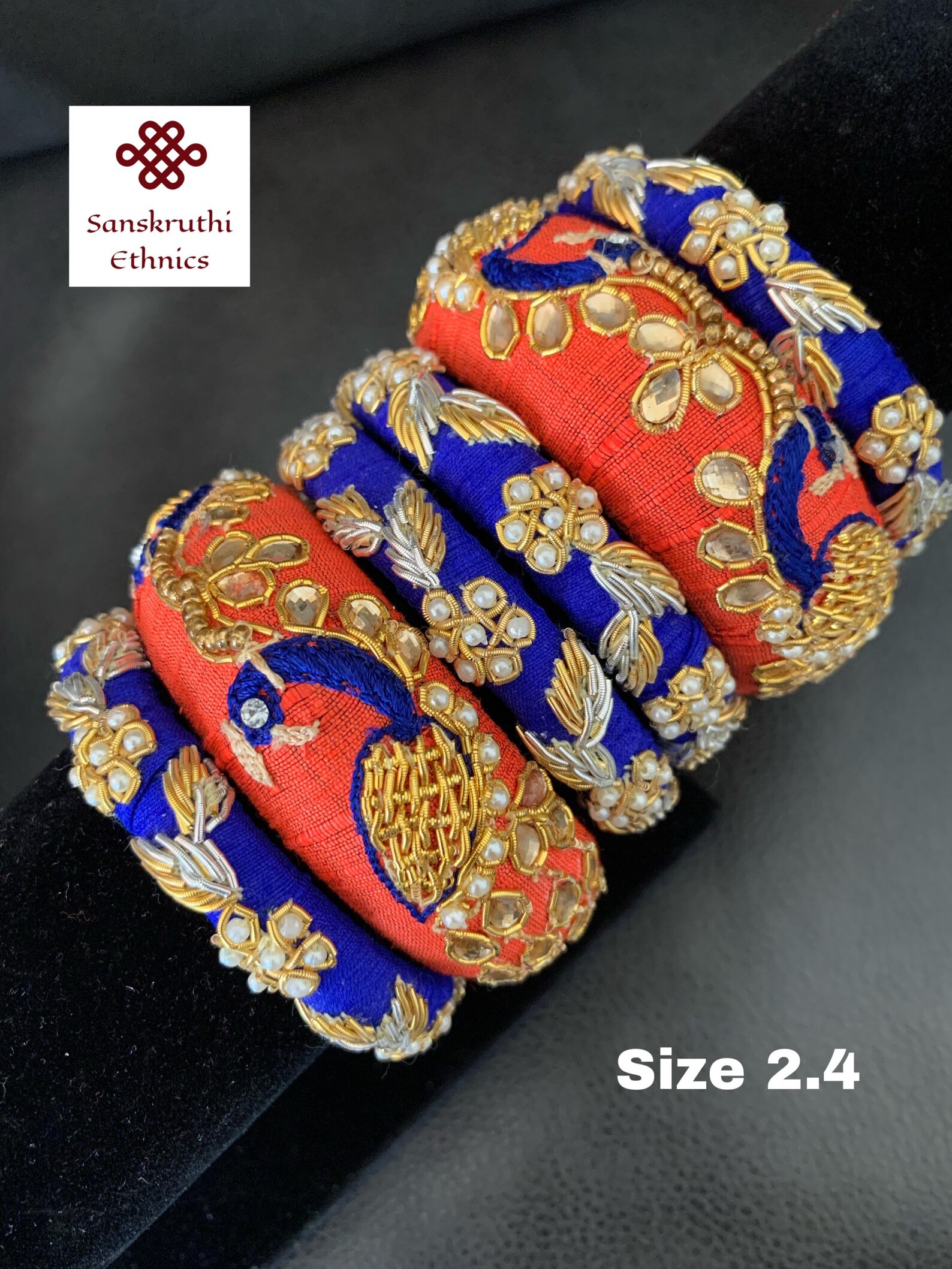 Maggam Work Raw Silk Cloth Bangles / Embroidered Bangles/ Silk Thread ...