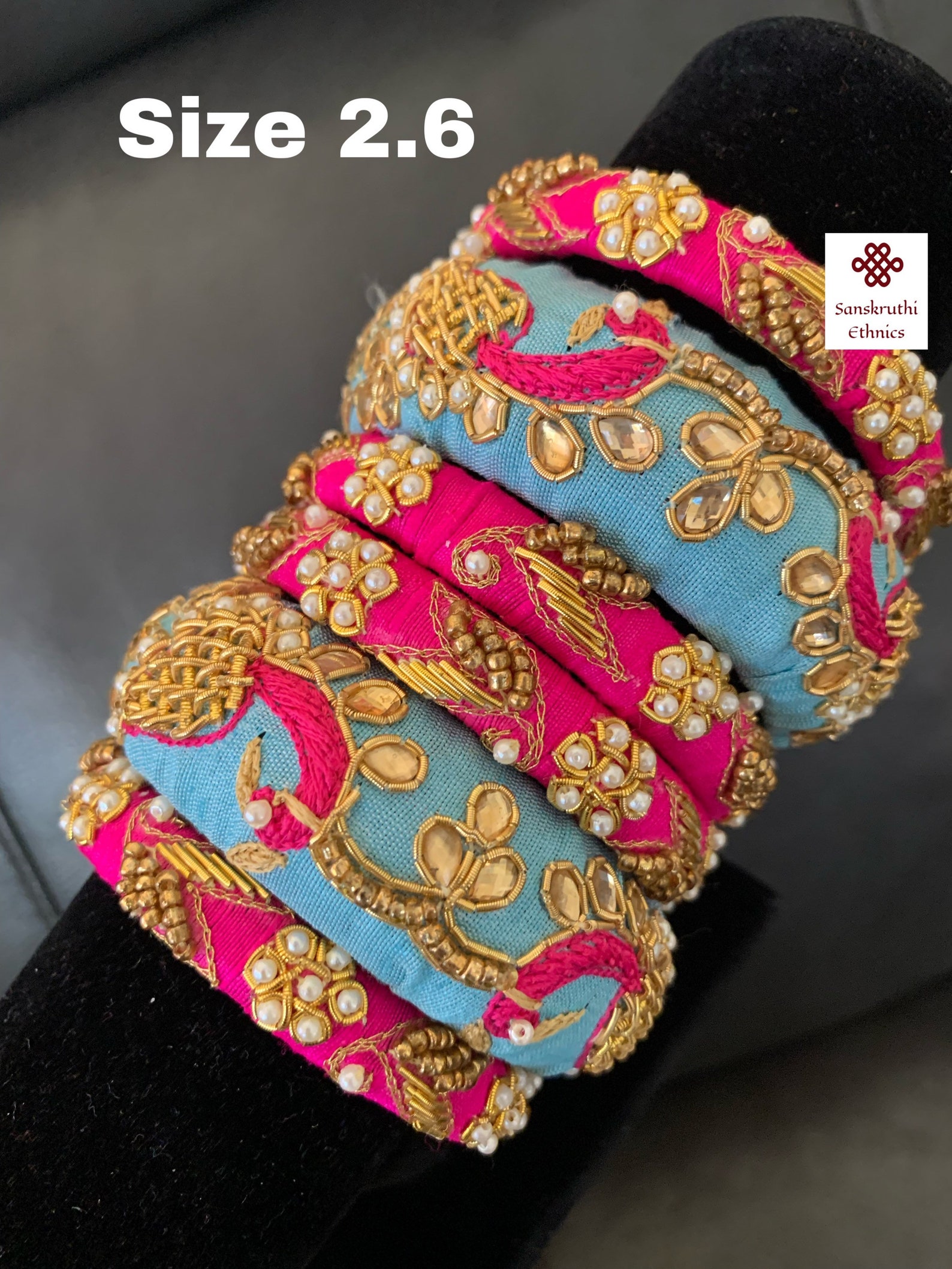 Maggam Work Raw Silk Cloth Bangles / Embroidered Bangles/ Silk Thread ...