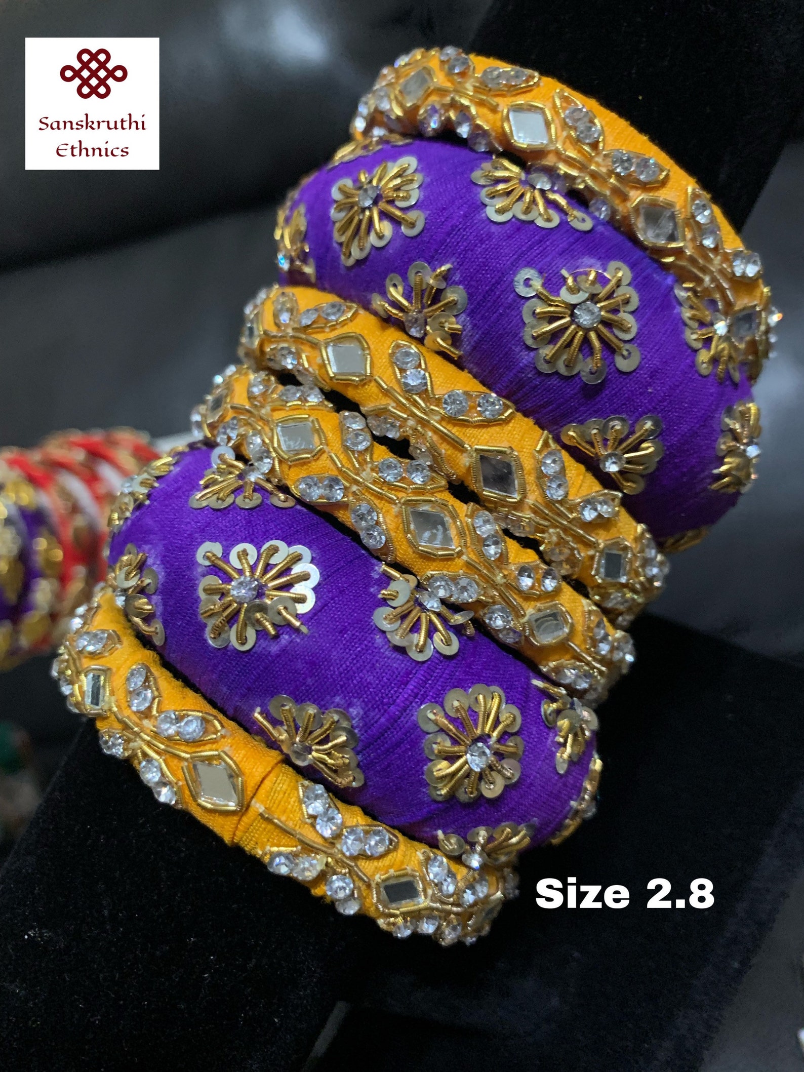 Maggam Work Raw Silk Cloth Bangles / Embroidered Bangles/ Silk Thread ...