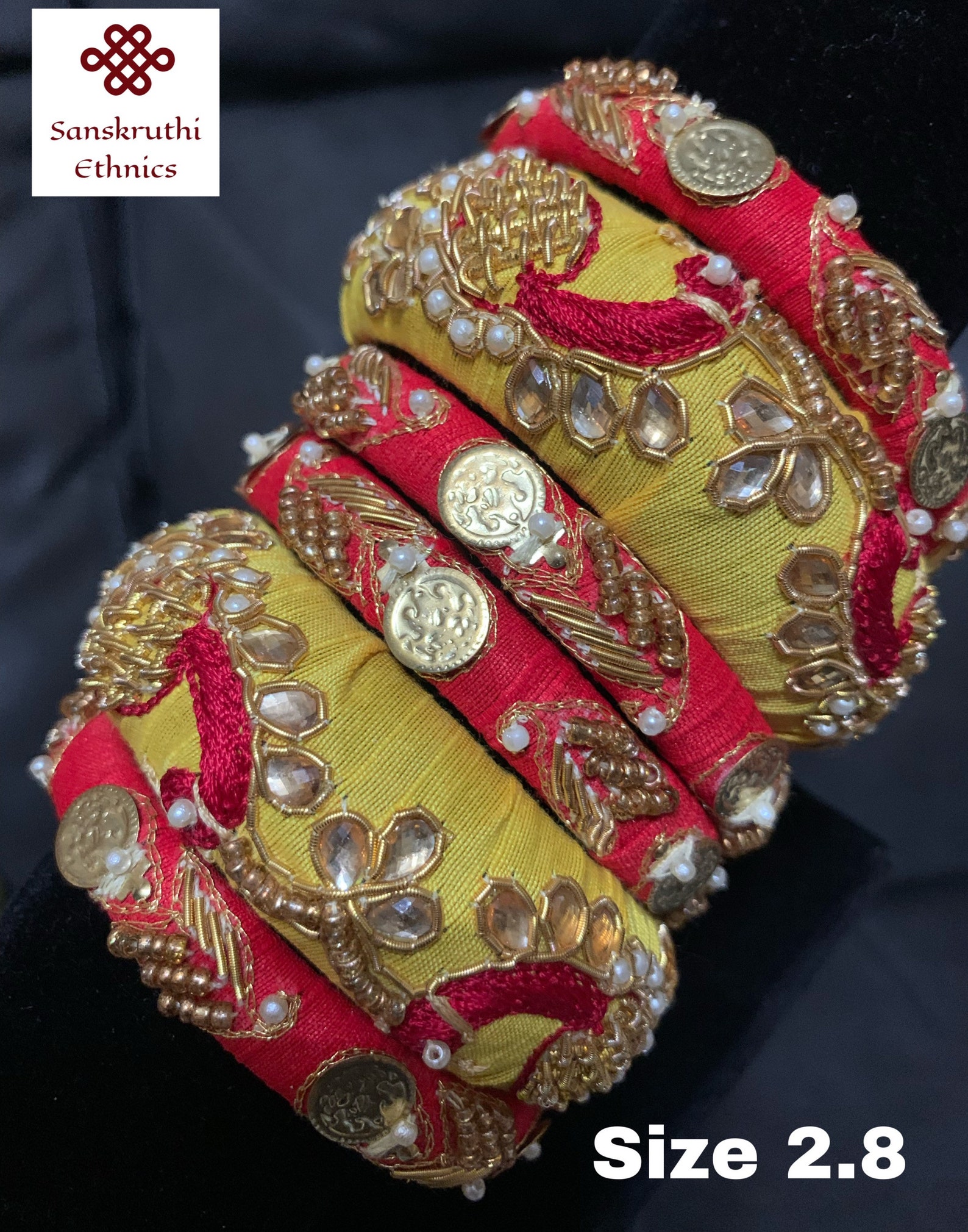 Maggam Work Raw Silk Cloth Bangles / Embroidered Bangles/ Silk Thread ...