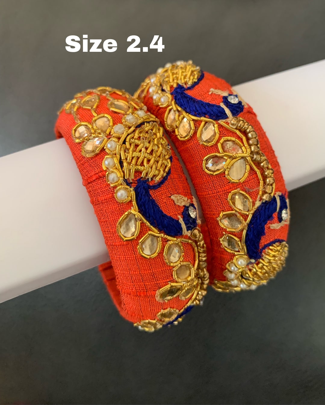 Maggam Work Kada Bangles / Silk Embroidered Bangle Sets / Embroidery ...
