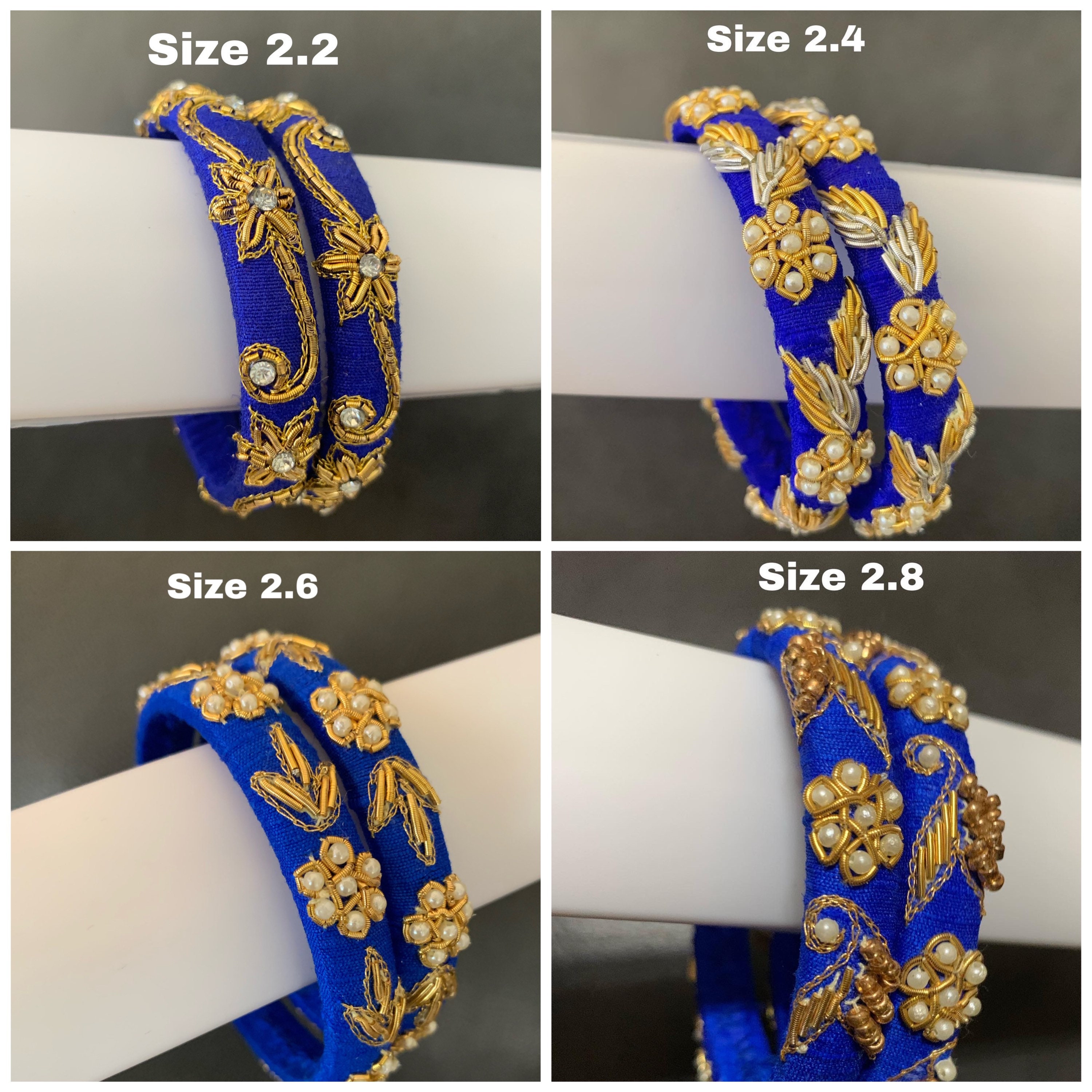 Maggam Work Raw Silk Cloth Bangles / Embroidered Bangles/ Silk Thread ...