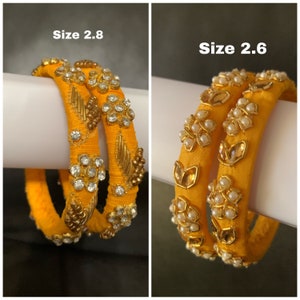 Maggam Work Raw Silk Cloth Bangles / Embroidered Bangles/ Silk Thread ...