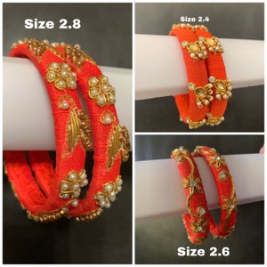 Maggam Work Raw Silk Cloth Bangles / Embroidered Bangles/ Silk Thread ...