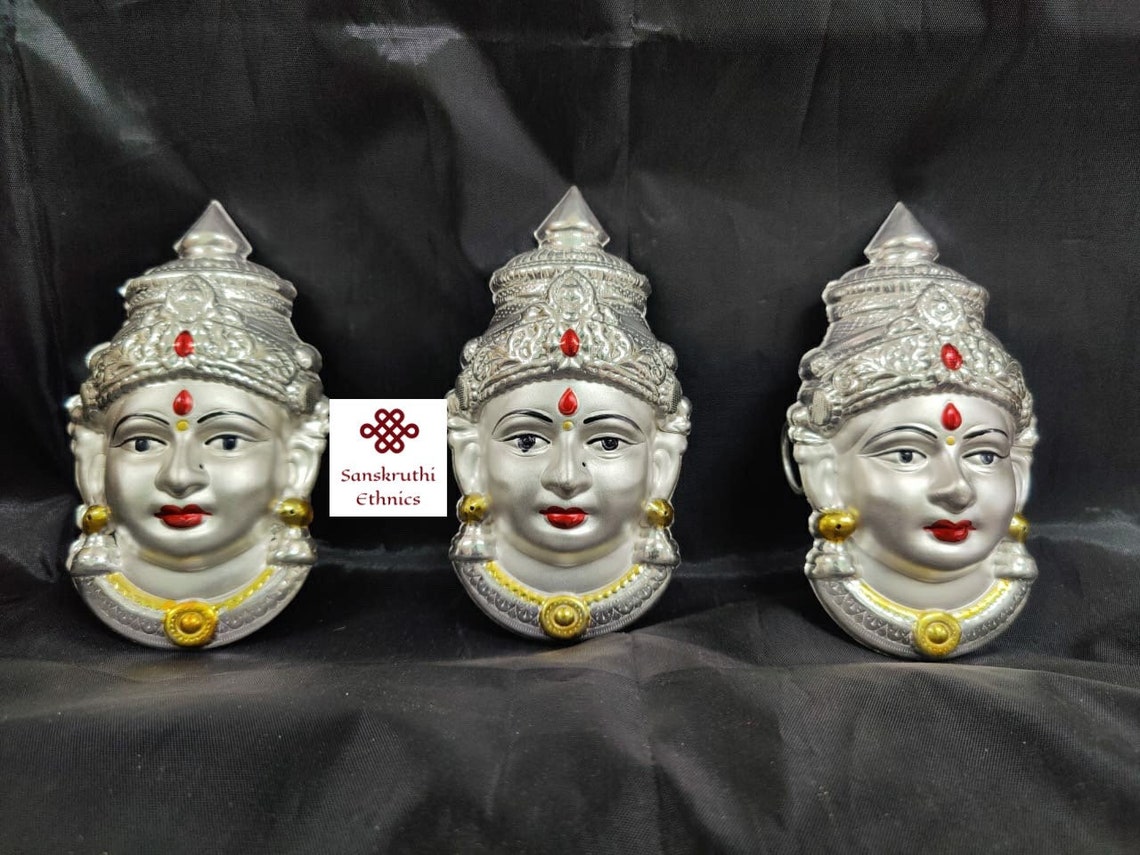 Handcrafted German Silver Devi Face/ Gowri/ Face/ Pooja | Etsy