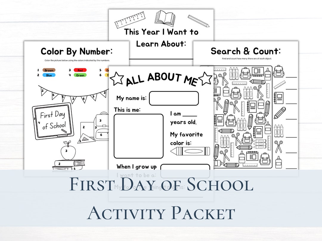 First Day of School Activity Packet - Etsy