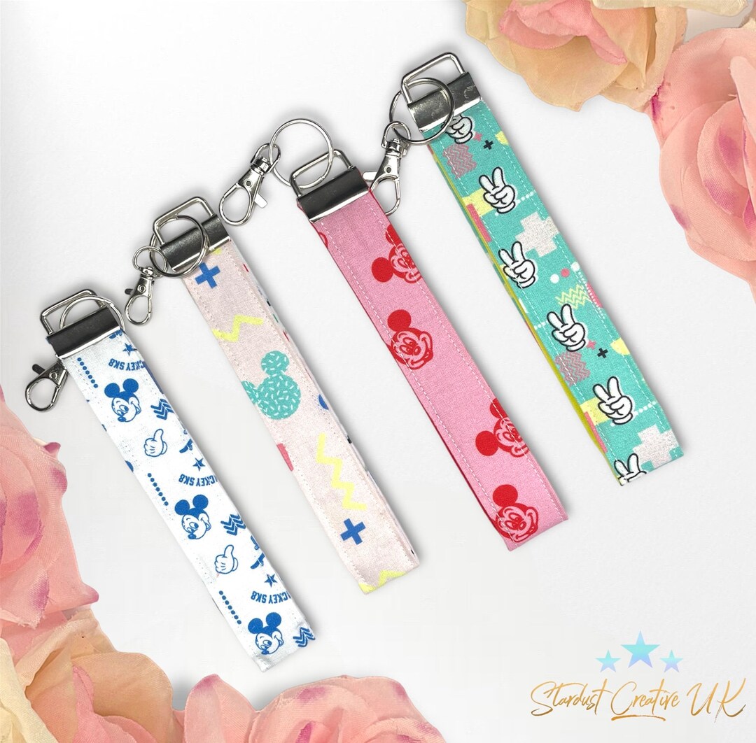 Mickey Mouse Key Fob Wristlets, Keyring Loop, Disney, Skater, Mouse Ear ...