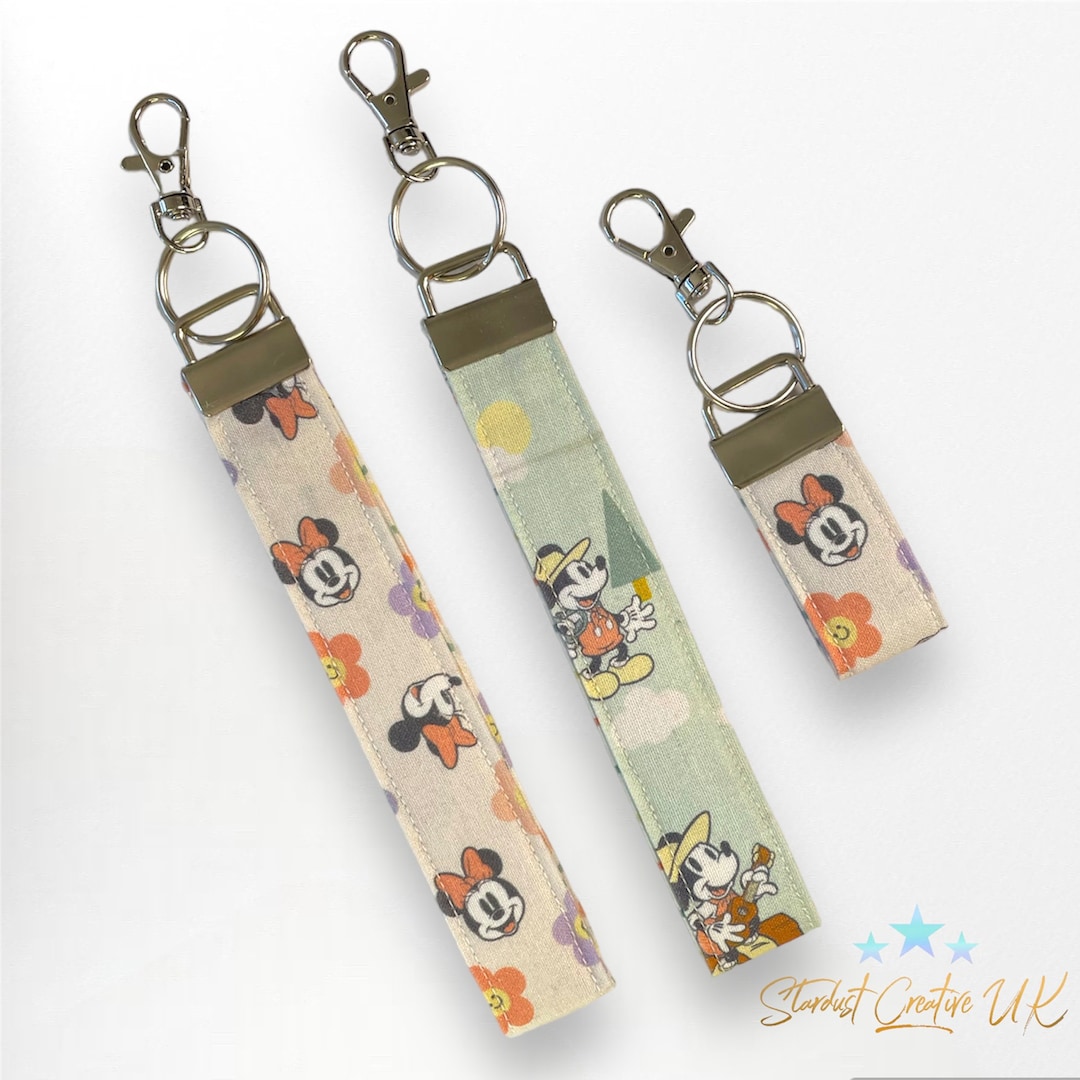 Mickey and Minnie Key Fob Wristlet Keychains, Personalised Disney ...