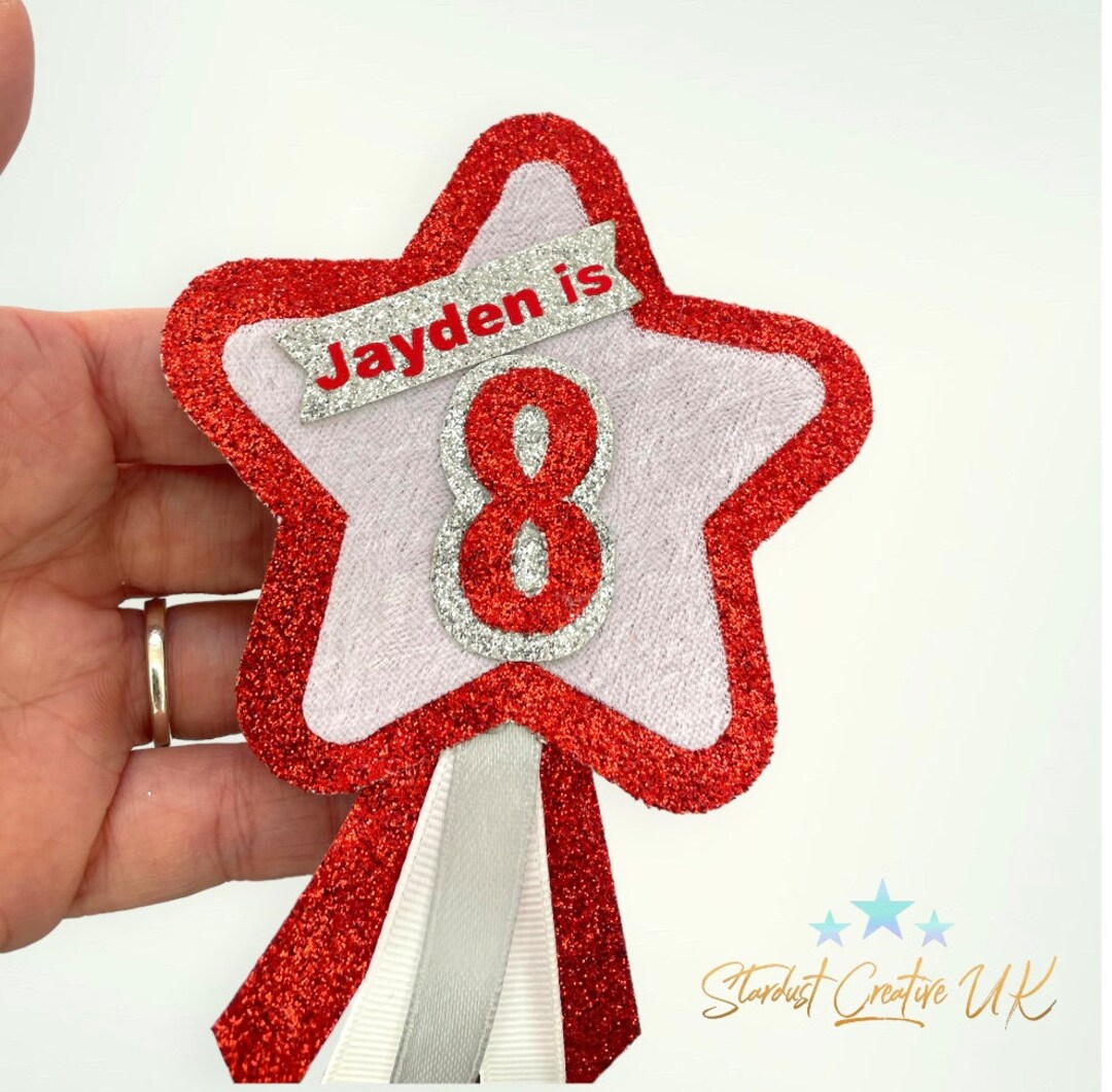 Red Glitter Birthday Badge Customised Shooting Star - Etsy