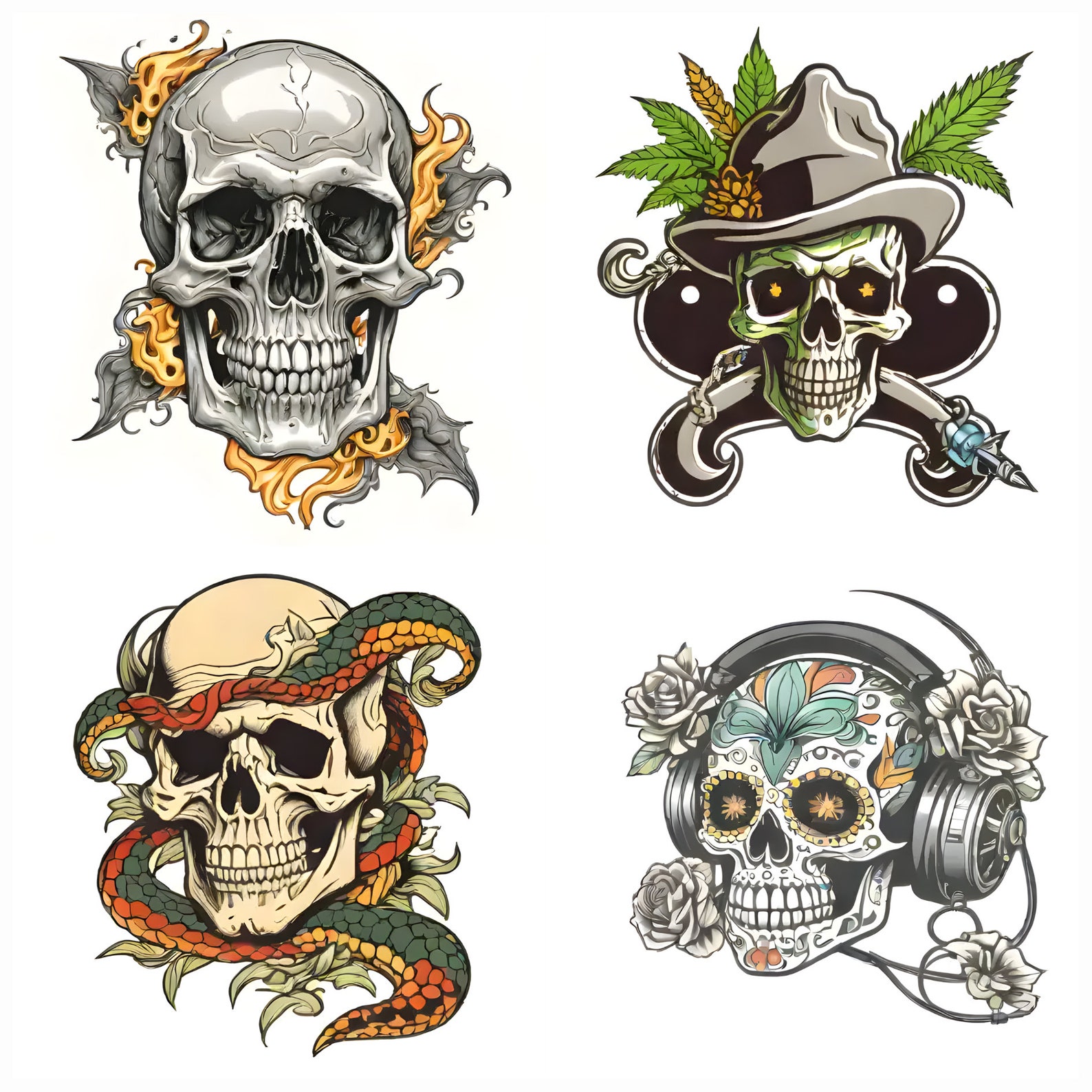 500 Skull Tattoo Design Collection Unique Skull Tattoos High Quality ...