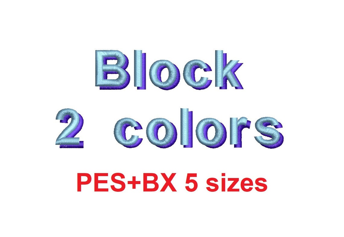 Block 2 Colors Embroidery Font Formats Bx which Converts to - Etsy