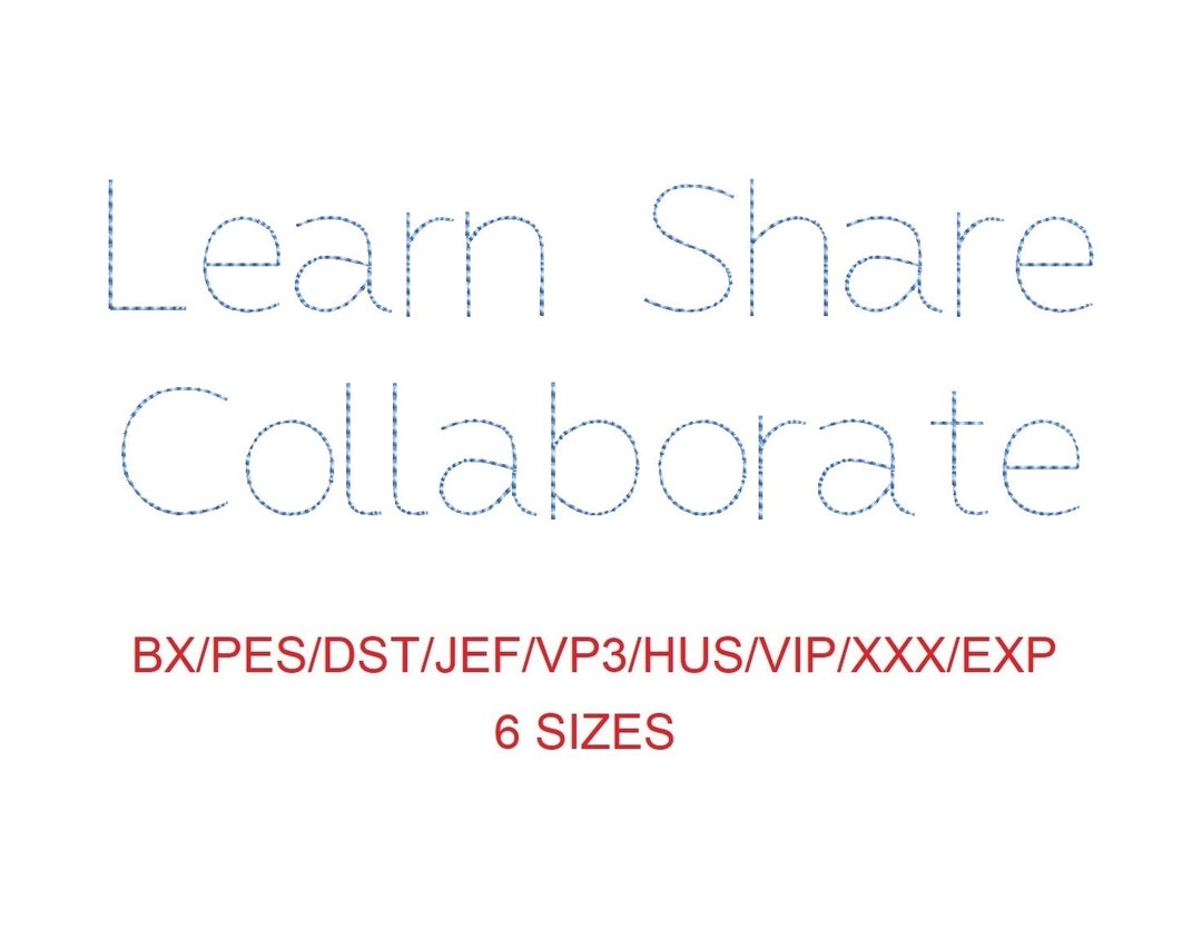 Learn Share Collaborate Bean Stitch Machine Embroidery Font 6 Sizes ...
