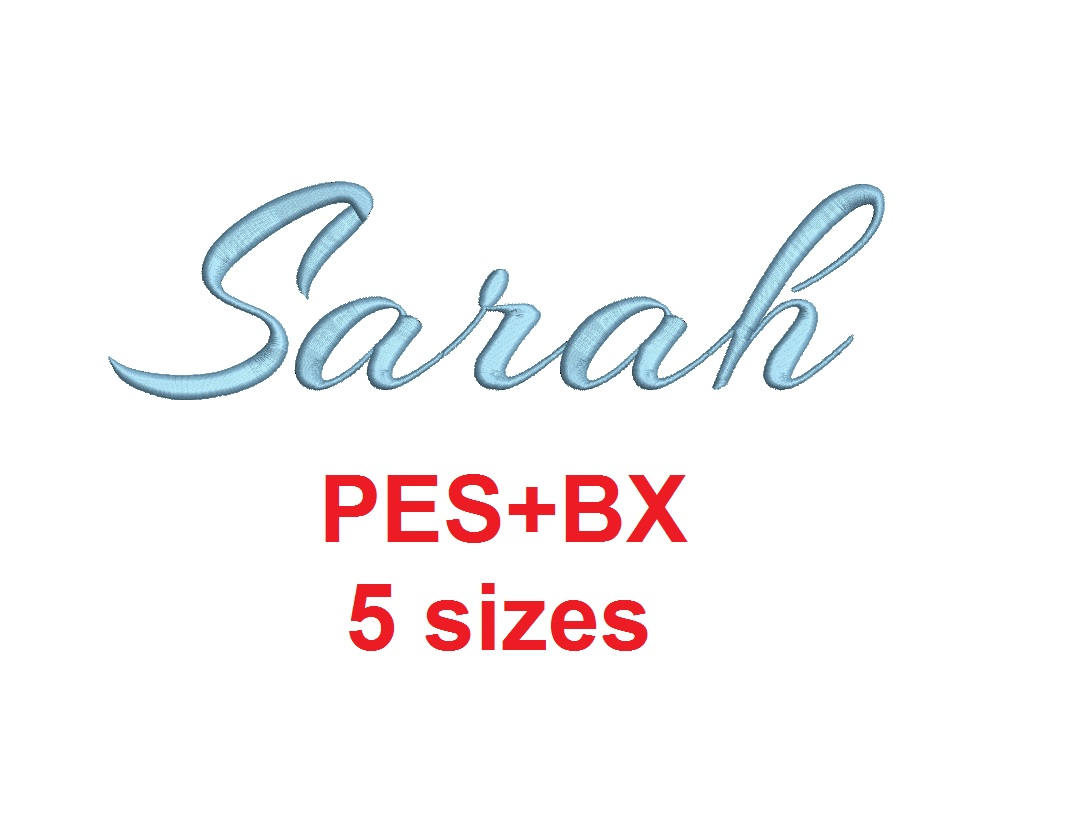 Sarah Script Embroidery Font: BX + PES Formats (0.25-2 Inch) - Etsy