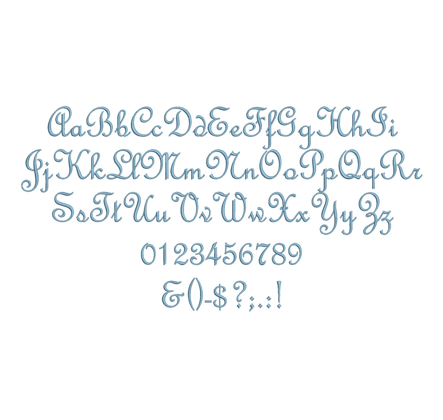 French Script embroidery font formats bx (compatible with 17 machine ...