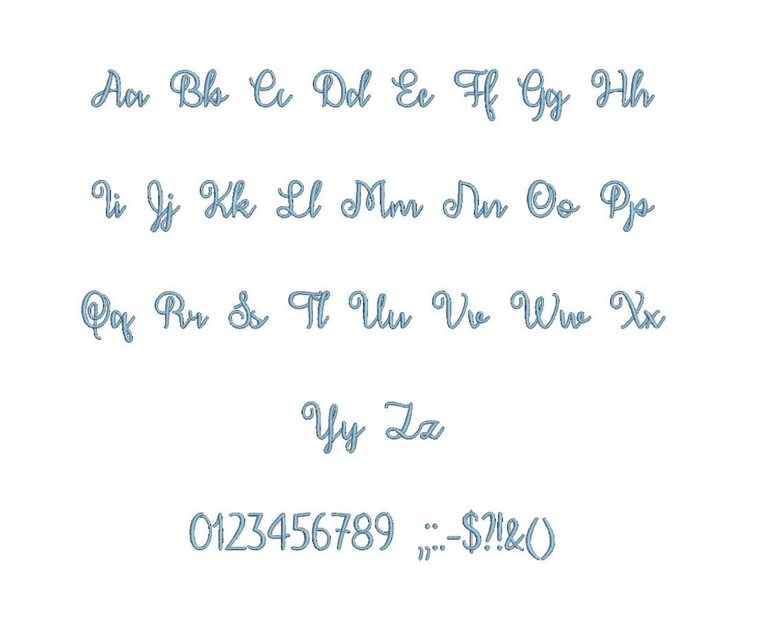 December Calligraphy Embroidery BX Font Sizes 0.25 (1/4), 0.50 (1/2), 1 ...