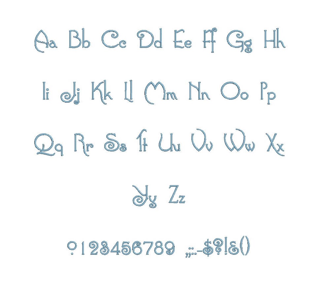 Connie script embroidery BX font Sizes 0.25 1/4 0.50 1/2 | Etsy