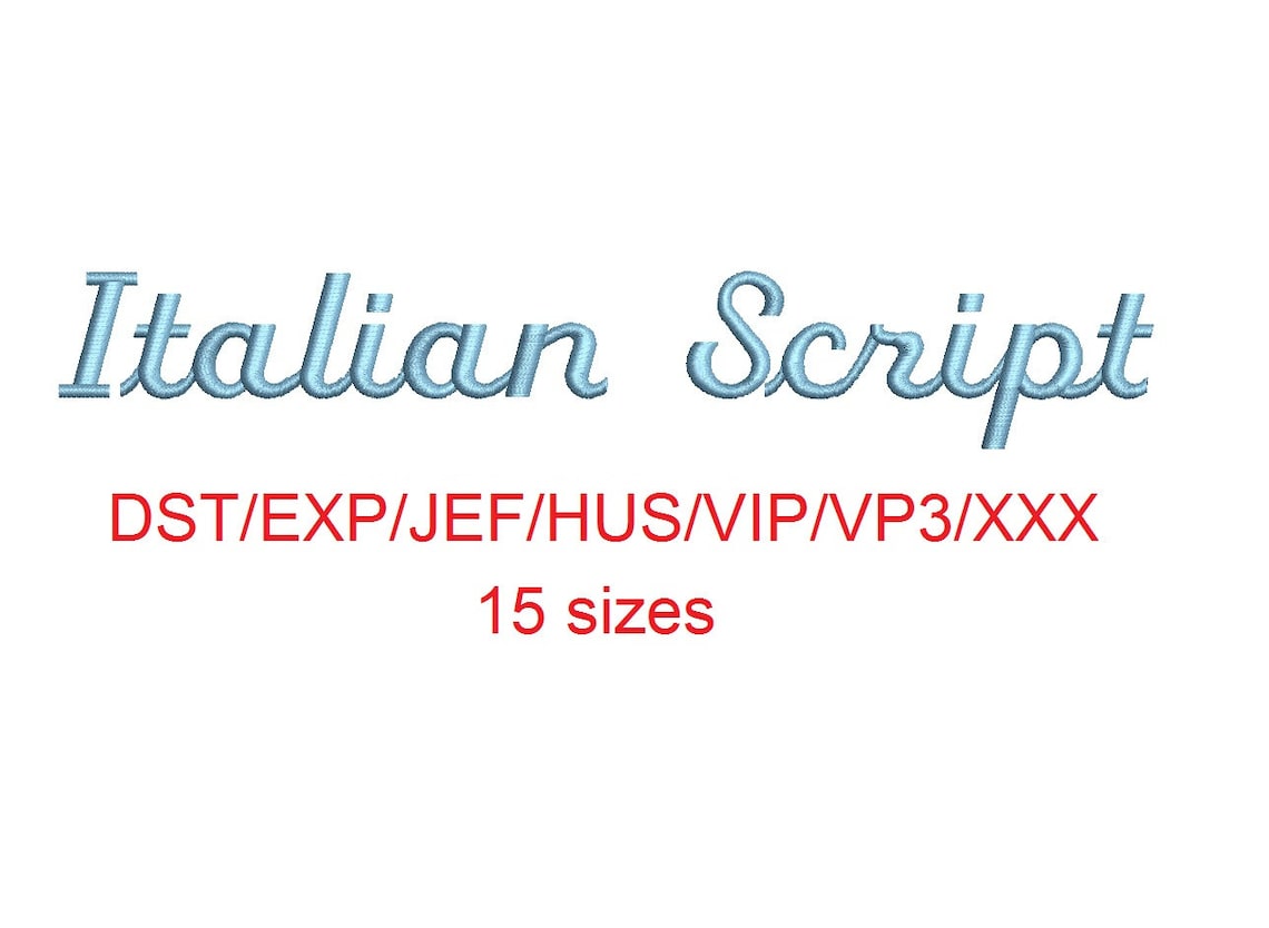 Italian Script Embroidery Font Dst/exp/jef/hus/vip/vp3/xxx 15 - Etsy