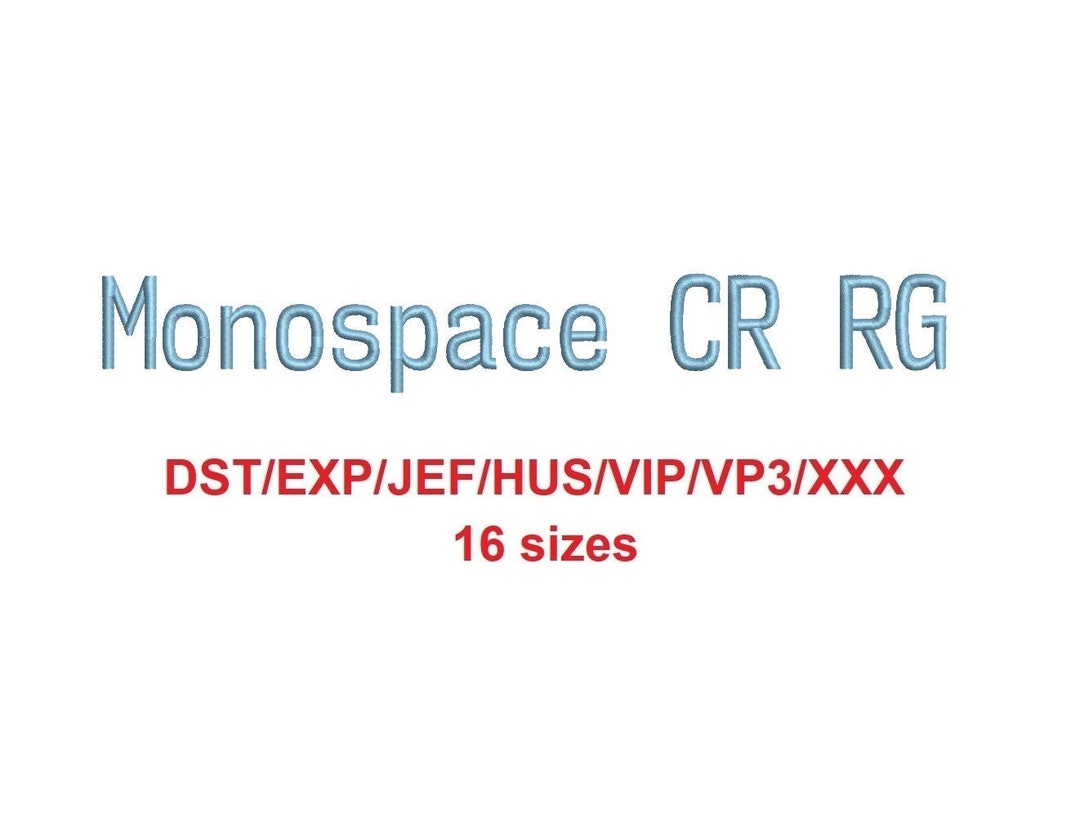 Monospace Cr Regular™ Block Embroidery Font Dst/exp/jef/hus/vip/vp3/xxx ...
