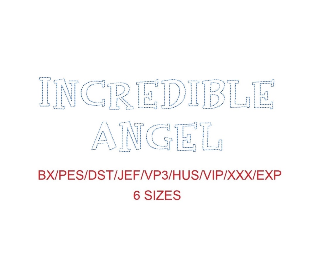 Incredible Angel Bean Stitch Outline Machine Embroidery Font 6 Sizes - Etsy