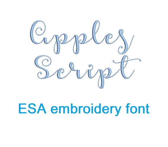 Apple Script ESA Embroidery Font With Commercial License for - Etsy