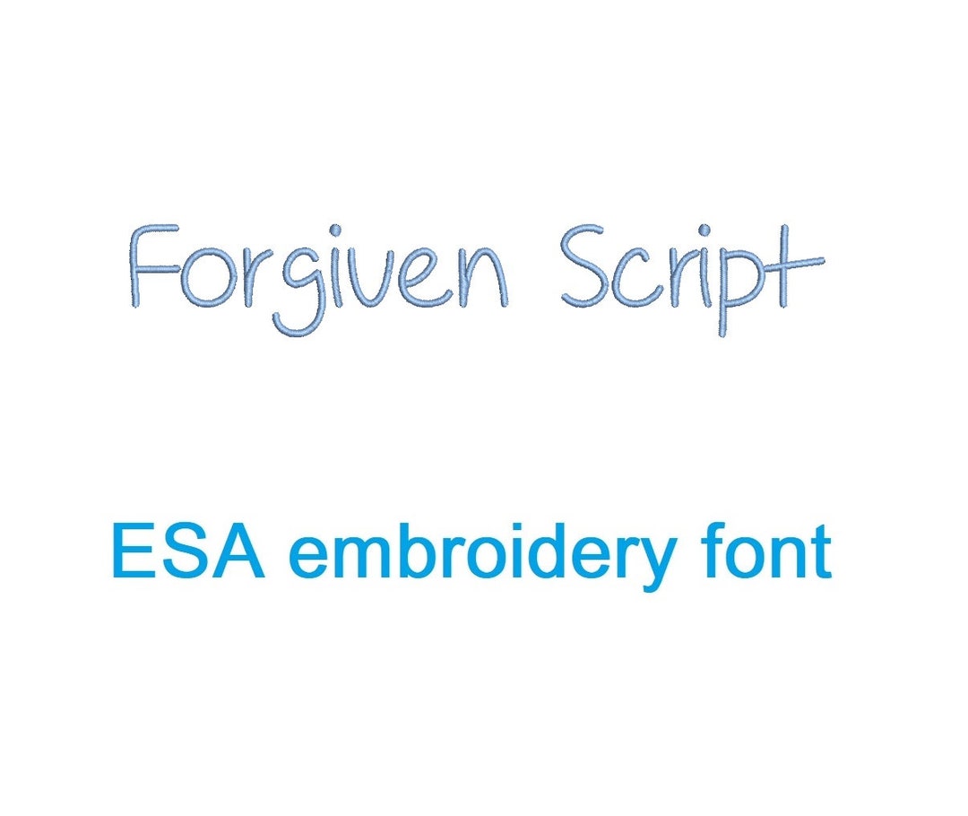 Forgiven Script ESA Embroidery Font With Commercial License (MHA) - Etsy