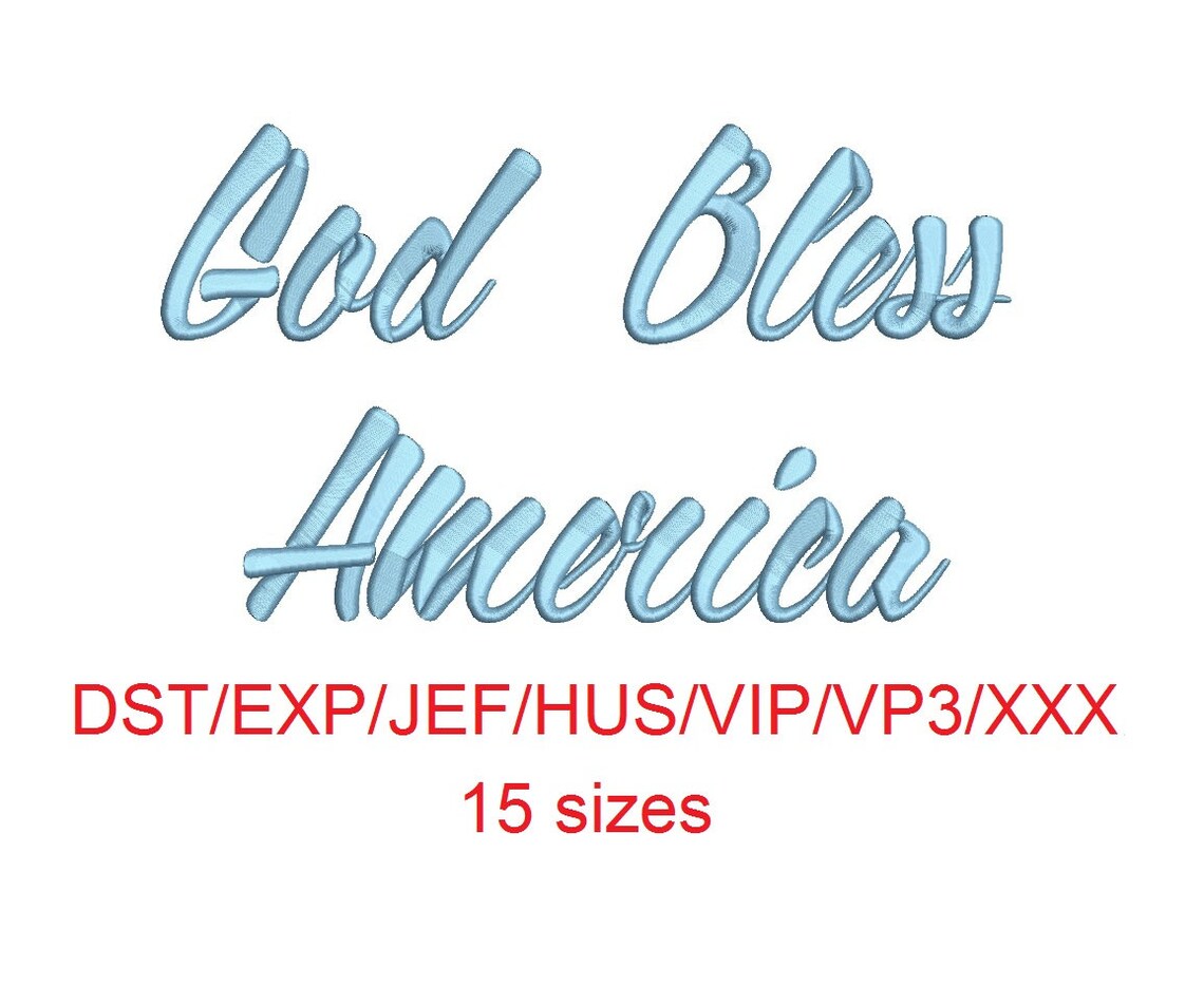 God Bless America Script Embroidery Font - Etsy