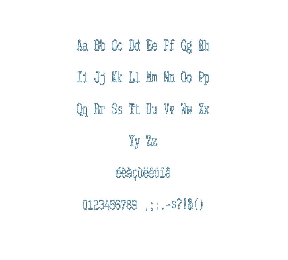 Mitigate Typewriter™ Block Embroidery Font Formats PESBX 16 | Etsy