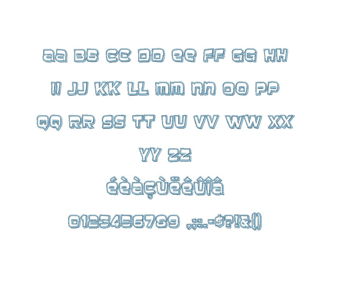 Baveuse 3D™ Outline Embroidery Font | Etsy
