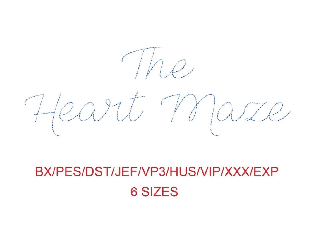 The Heart Maze Bean Stitch Machine Embroidery Font 6 Sizes (MHA) - Etsy