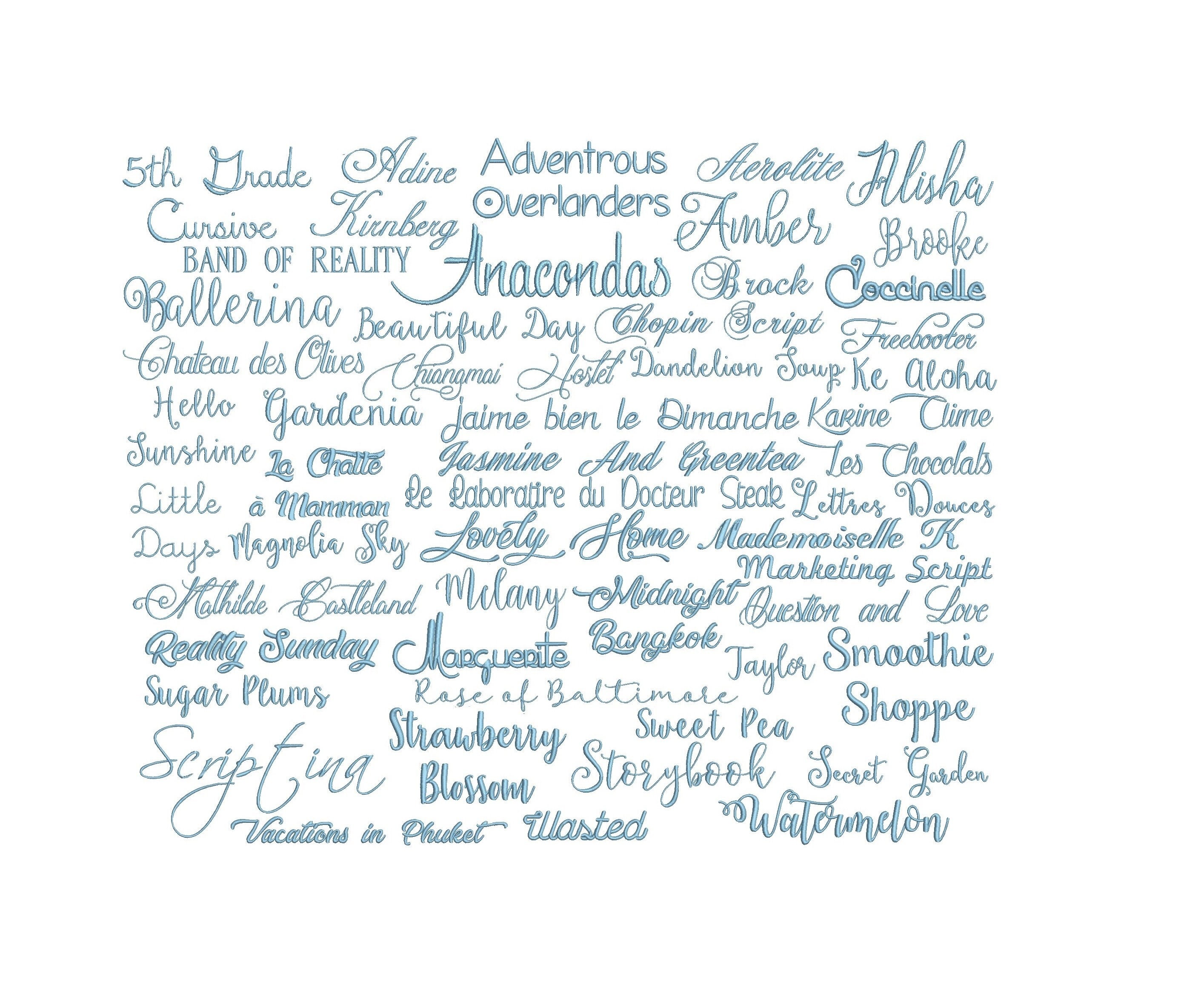 Package 50 Script Embroidery Fonts for Commercial Use - Etsy