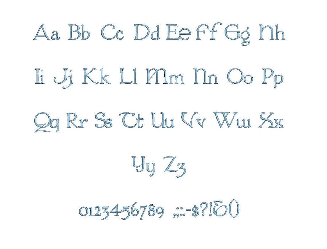 Colwell Embroidery Font PES Format 15 Sizes Instant Download 0.25, 0.5 ...