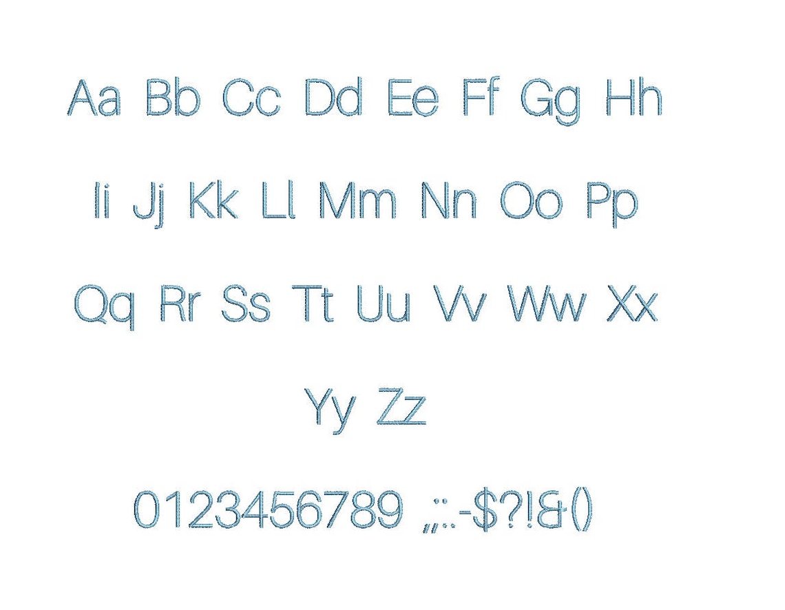 Denver Thin Block Embroidery BX Font Sizes 0.25 (1/4), 0.50 (1/2), 1, 1 ...