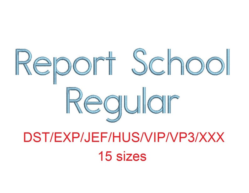 Report School Regular™ Block Embroidery Font - Etsy